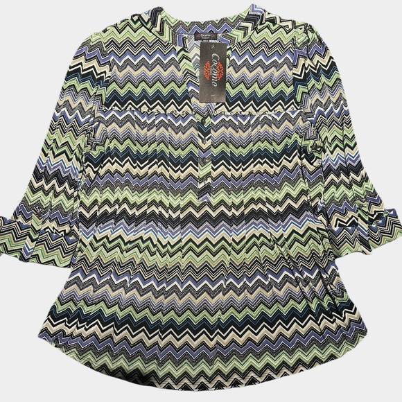 Cocomo | Tops | Cocomo 3x Green Purple Blue Plus Size 34 Sleeve Womens ...